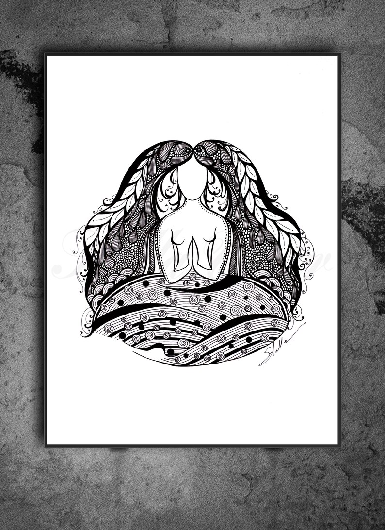 YOGA ART NAMASTE Modern Yoga Art From Original Ink Drawing - Etsy