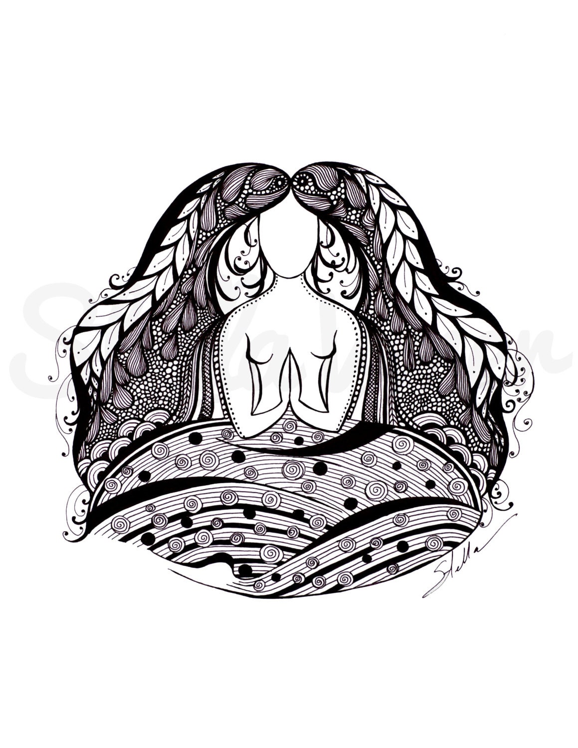 YOGA ART NAMASTE Modern Yoga Art From Original Ink Drawing - Etsy