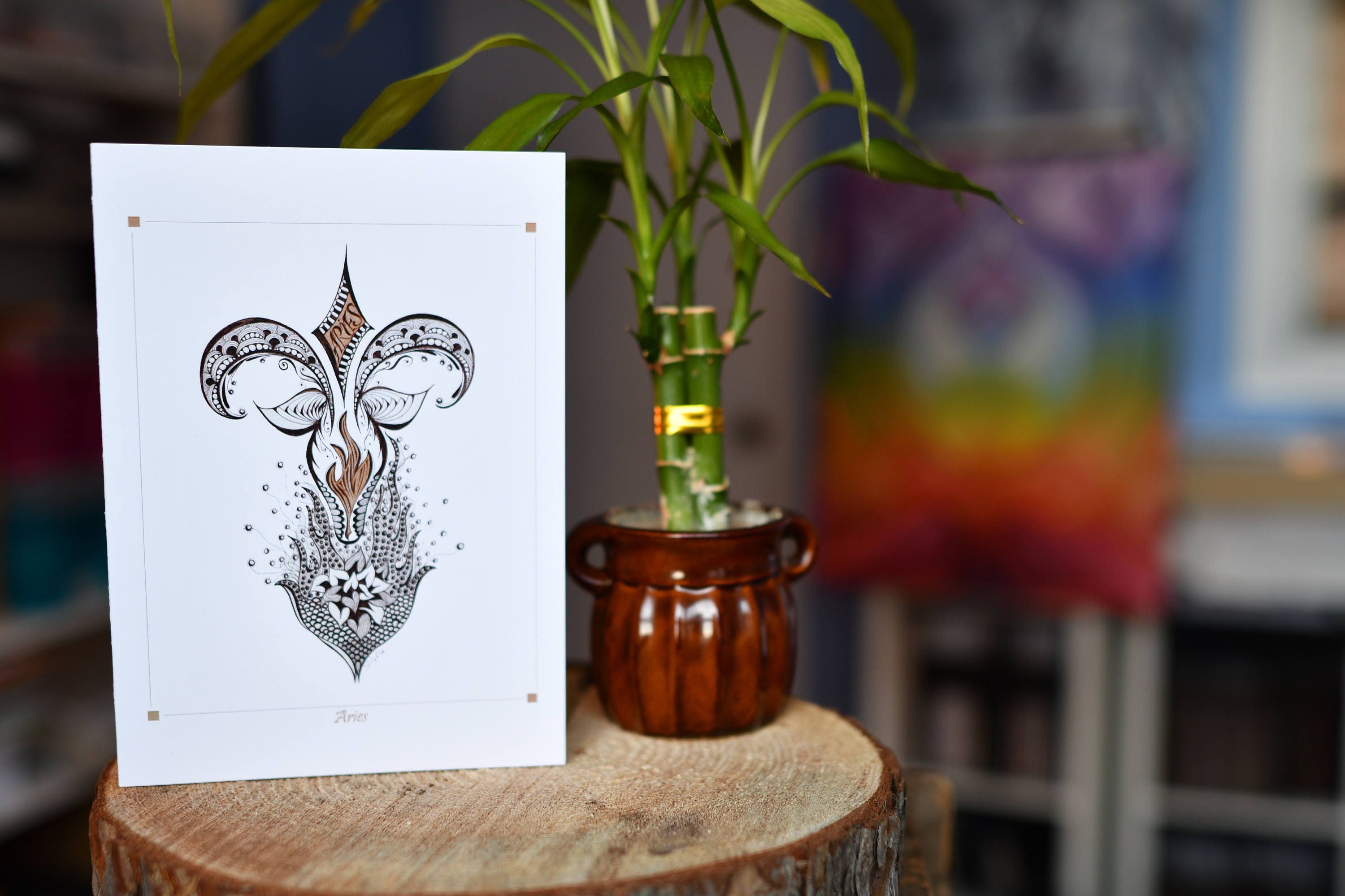 Zodiac Art ARIES - Print From Original Design and Drawing, Yoga Wall ...