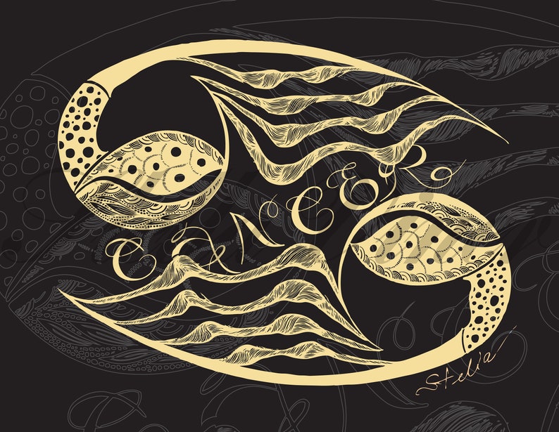 Zodiac Art CANCER Print From Original Design and Drawing - Etsy