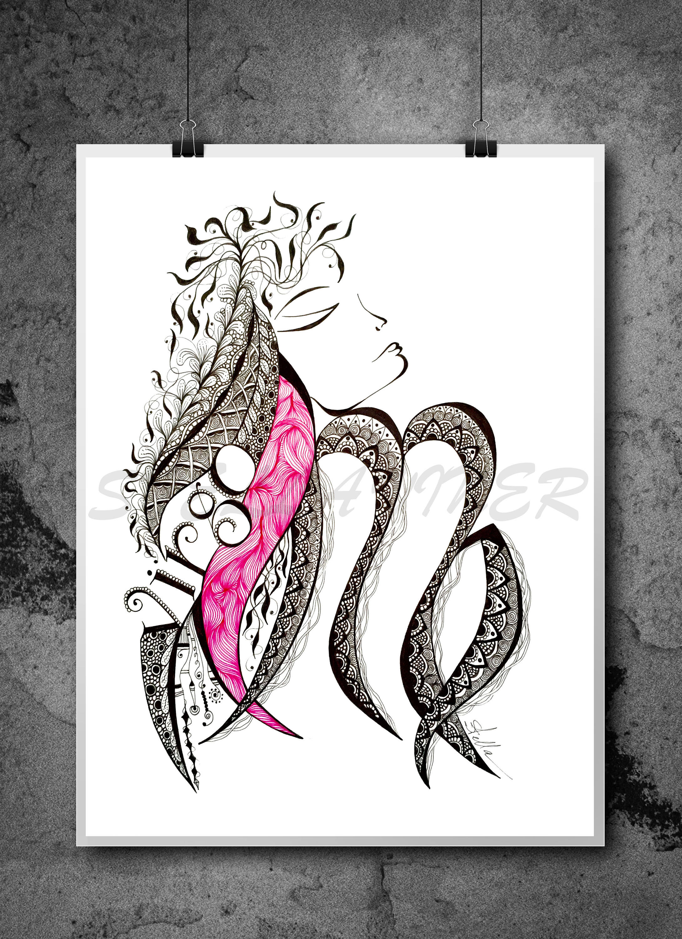 Zodiac Art VIRGO - Print From Original Design and Drawing, Wall Decor ...