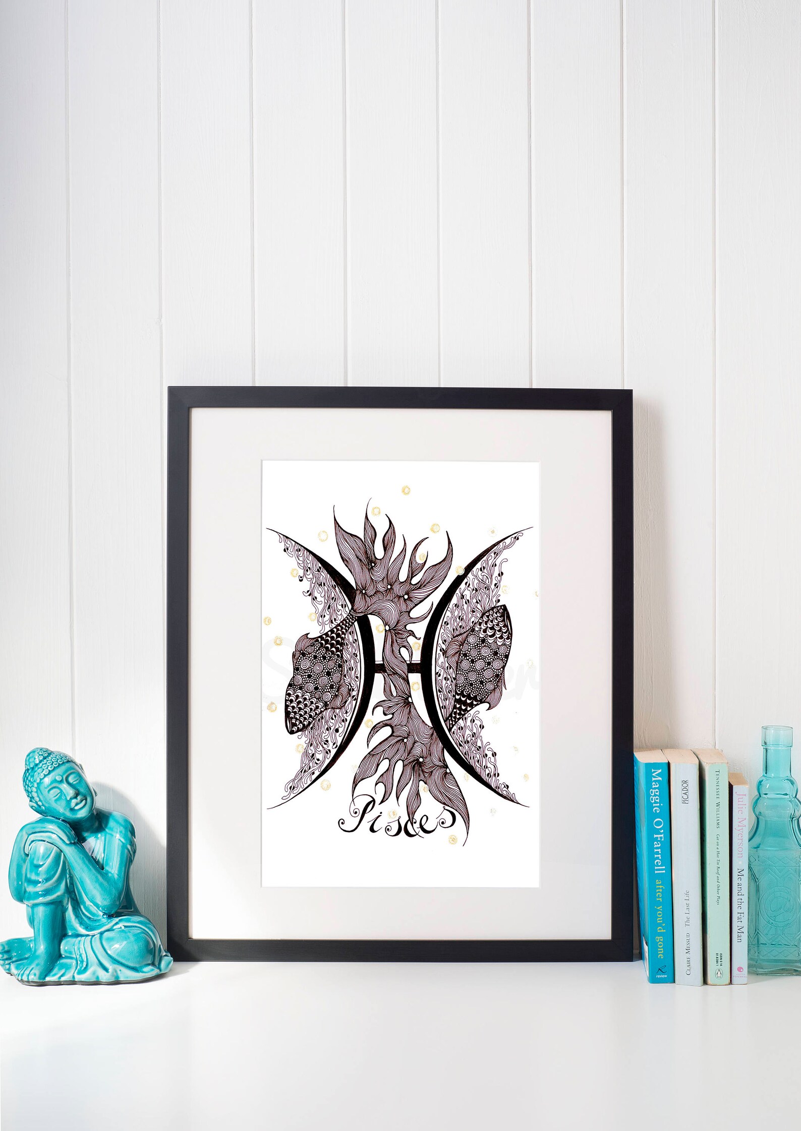 Zodiac Sign PISCES - Print From Original Design and Drawing, Wall Decor ...