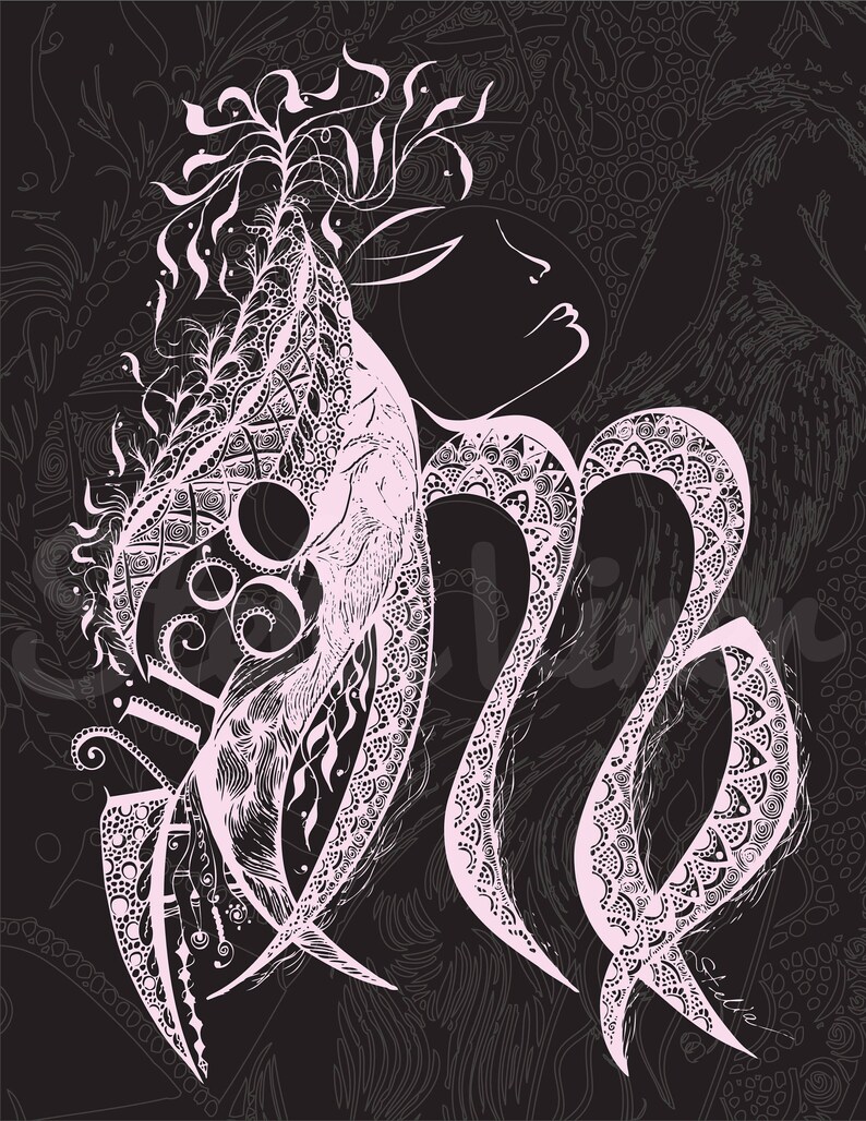Zodiac Art VIRGO Print From Original Design and Drawing | Etsy