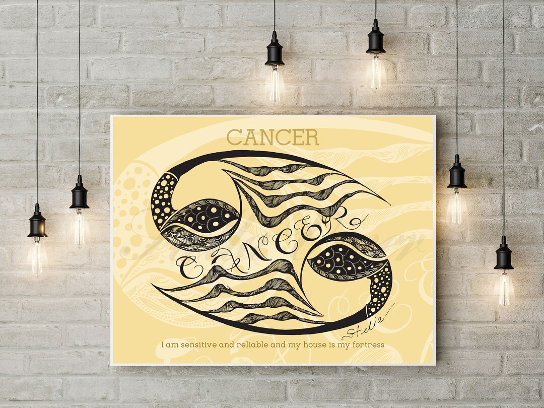 Zodiac Art CANCER - Print From Original Design and Drawing, Wall Decor ...