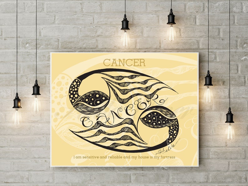 Zodiac Art CANCER - Print From Original Design and Drawing, Wall Decor ...