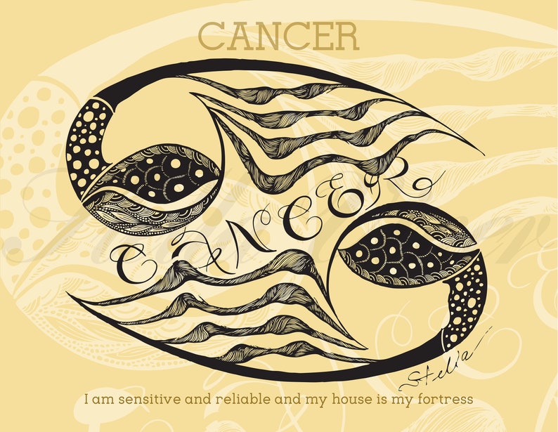 Zodiac Art CANCER - Print From Original Design and Drawing, Wall Decor ...