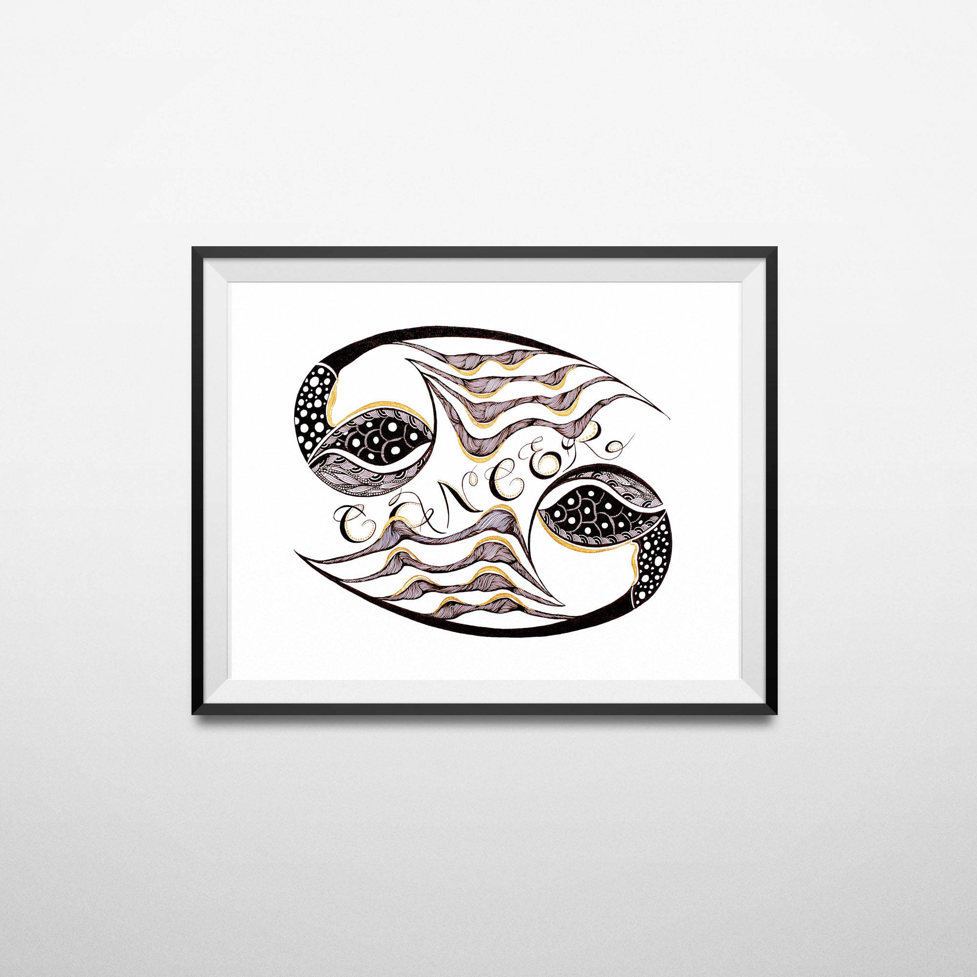 Zodiac Sign CANCER - Print From Original Design and Drawing, Wall Decor ...