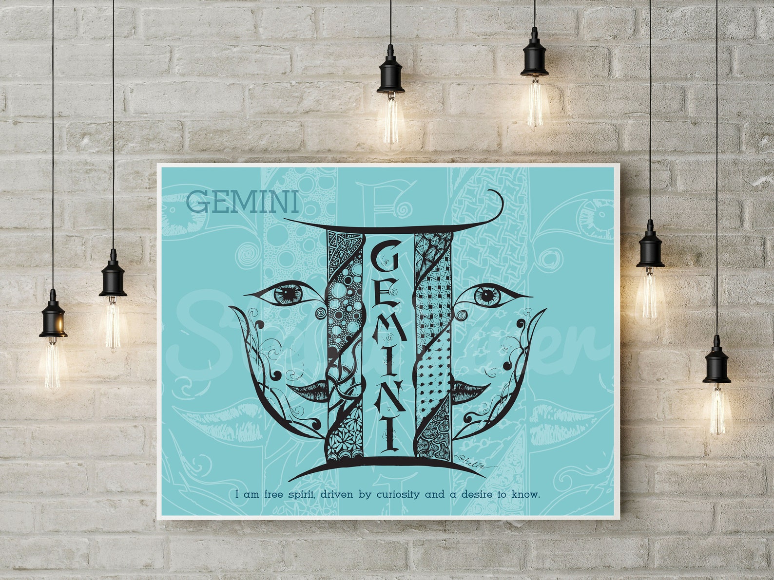 Zodiac Art GEMINI - Print From Original Design and Drawing, Wall Decor ...