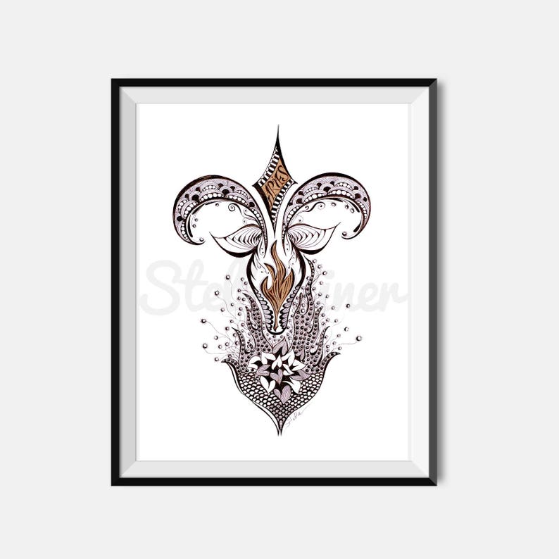 Zodiac Art ARIES - Print From Original Design and Drawing, Yoga Wall ...