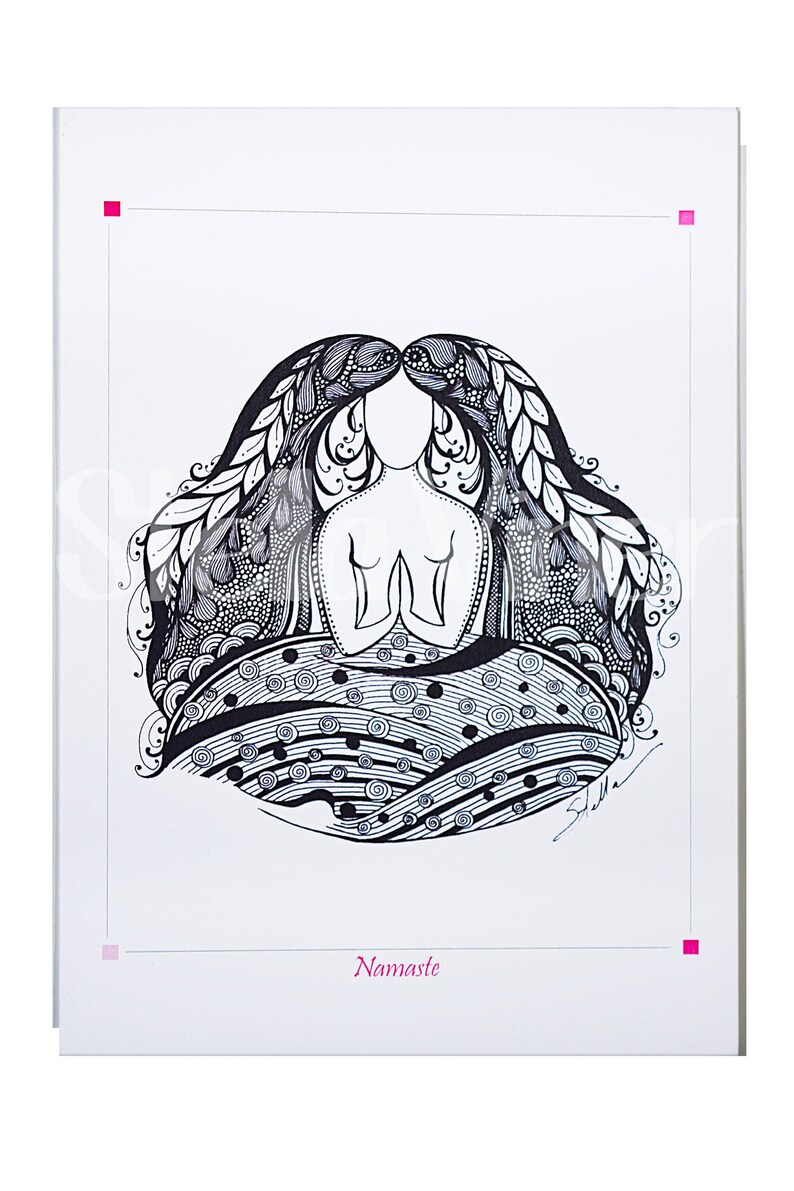 YOGA ART NAMASTE Modern Yoga Art From Original Ink Drawing - Etsy