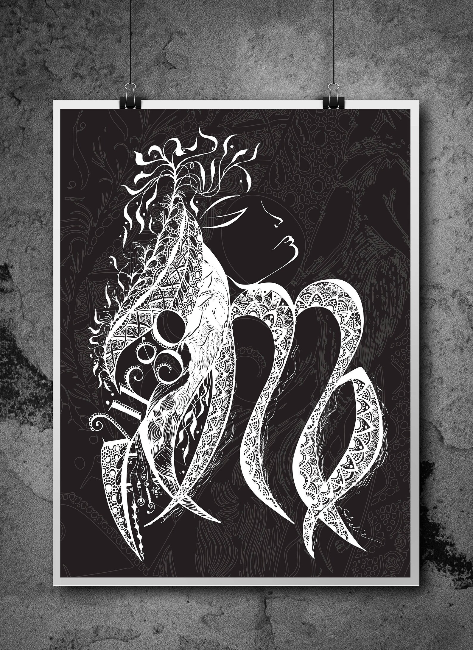 Zodiac Art VIRGO Print From Original Design and Drawing, Wall Decor ...