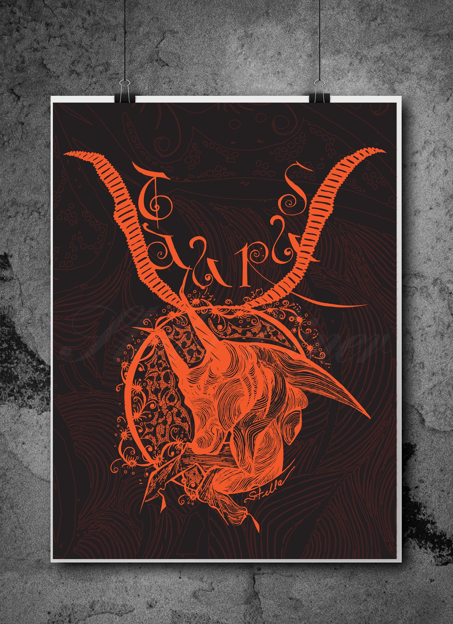 Zodiac Art TAURUS Print From Original Design and Ink - Etsy