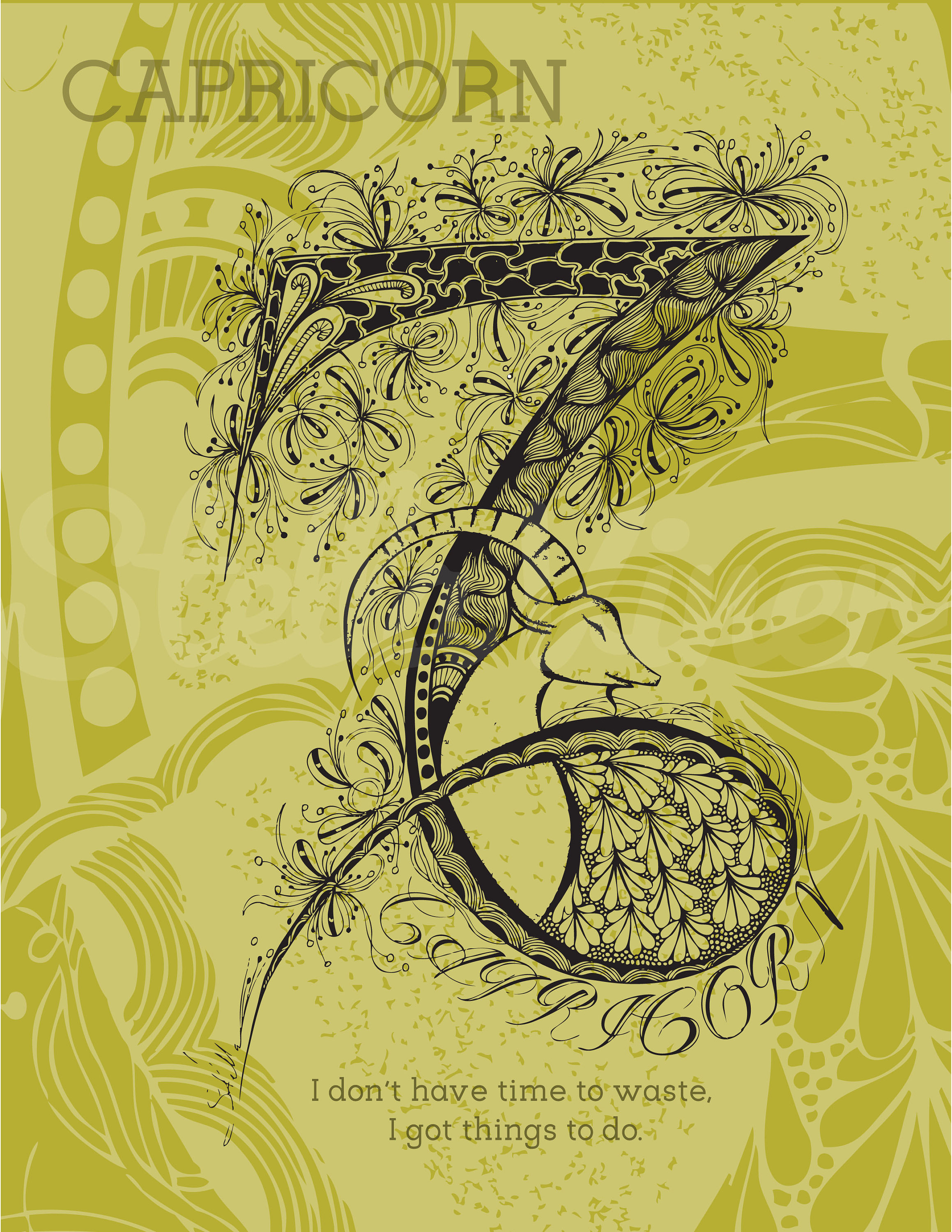 Zodiac Art CAPRICORN - Print From Original Design and Drawing, Wall ...