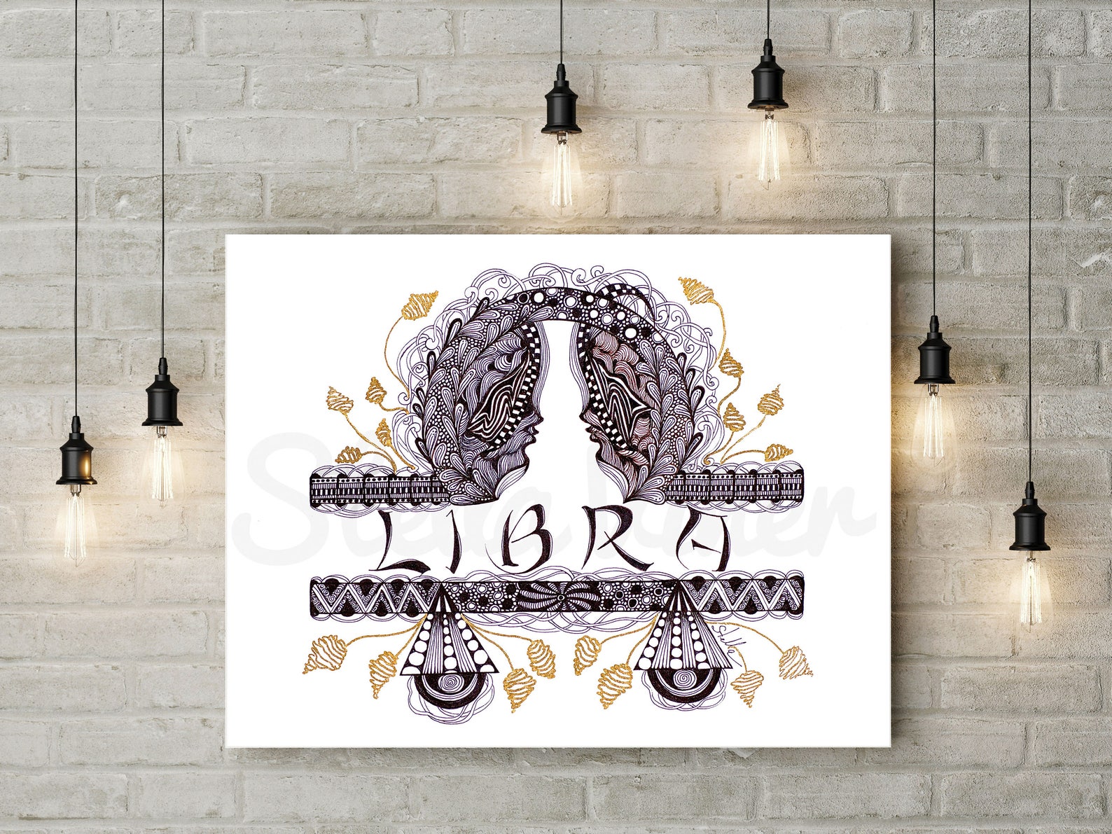 Zodiac Art LIBRA - Print From Original Design and Drawing, Yoga Wall ...