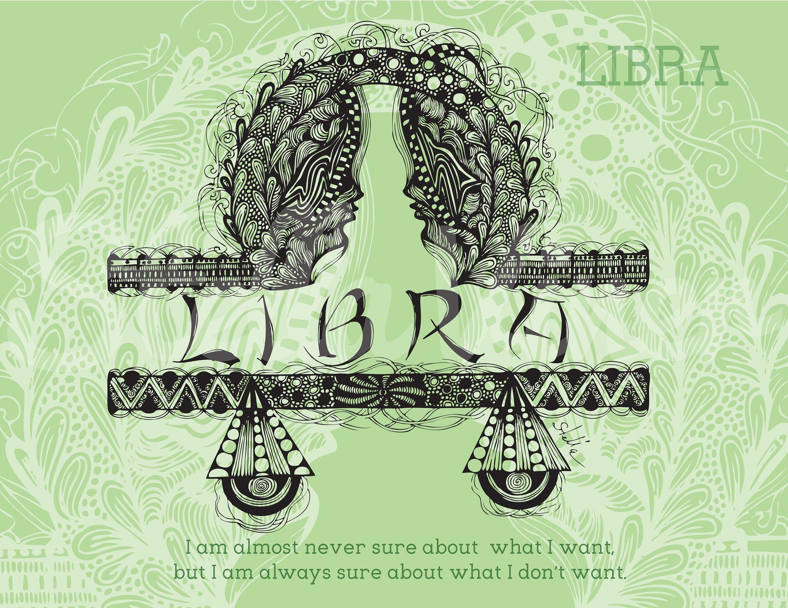 Zodiac Art LIBRA - Print From Original Design and Drawing, Wall Decor ...