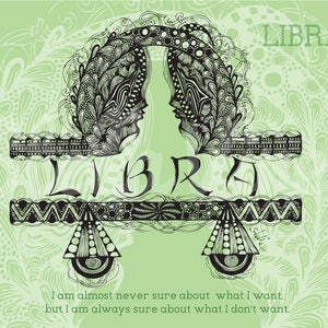 Zodiac Art LIBRA - Print From Original Design and Drawing, Wall Decor ...