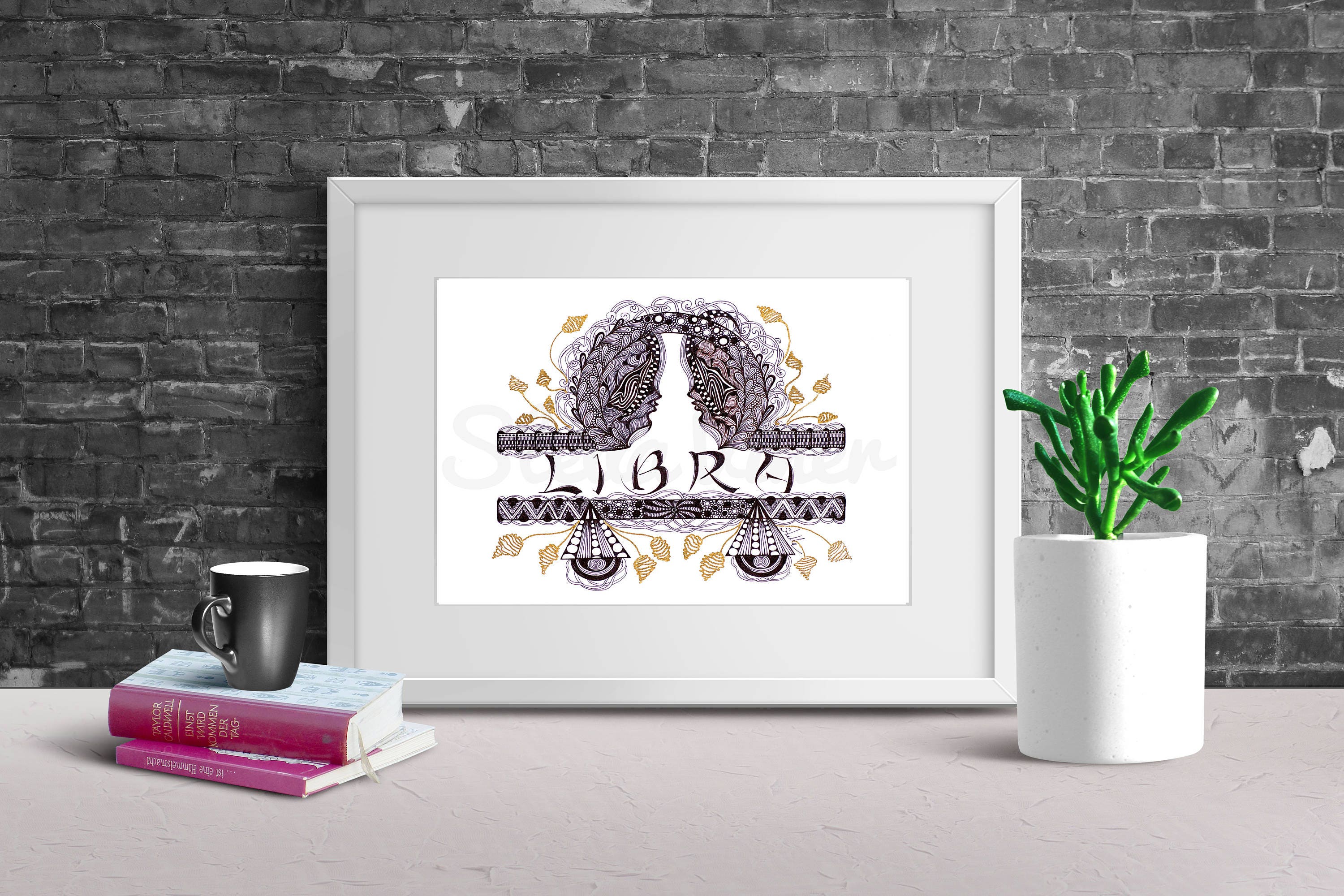 Zodiac Art LIBRA - Print From Original Design and Drawing, Yoga Wall ...