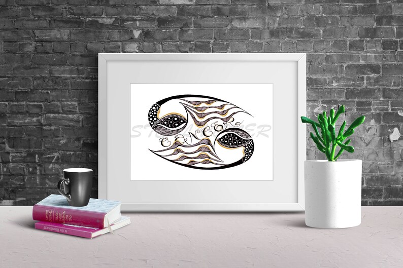 Zodiac Sign CANCER Print From Original Design and Drawing - Etsy