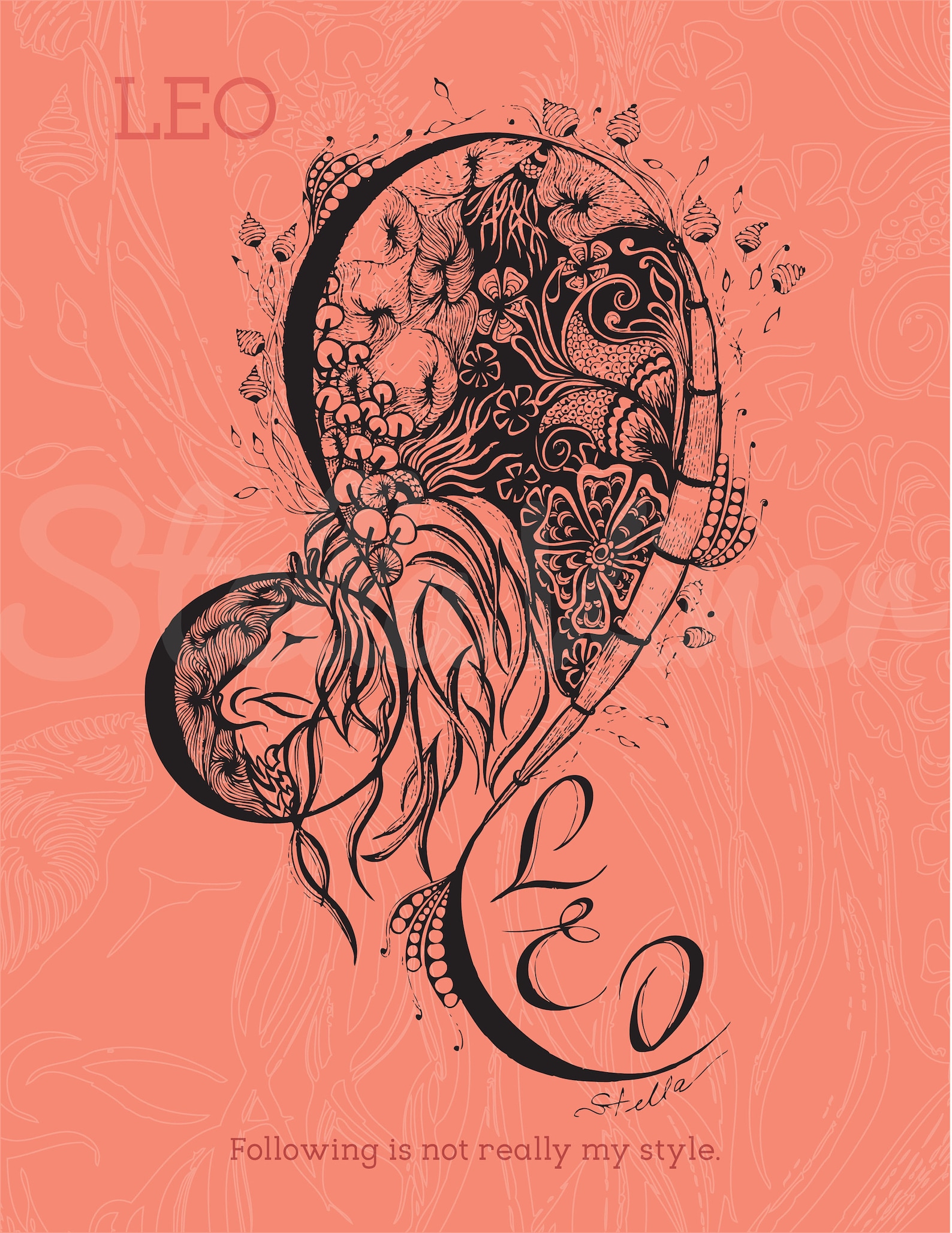 Zodiac Art LEO - Print From Original Design and Drawing, Wall Decor ...