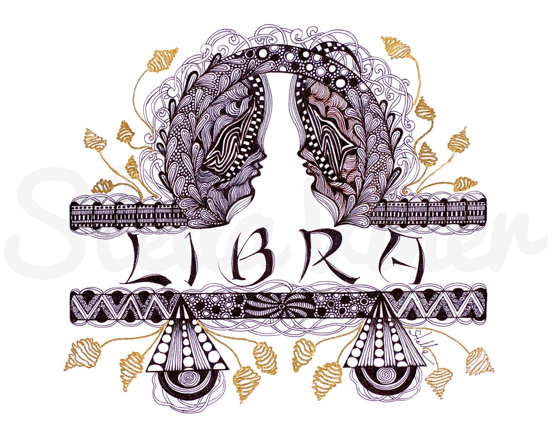 Zodiac Art LIBRA - Print From Original Design and Drawing, Yoga Wall ...