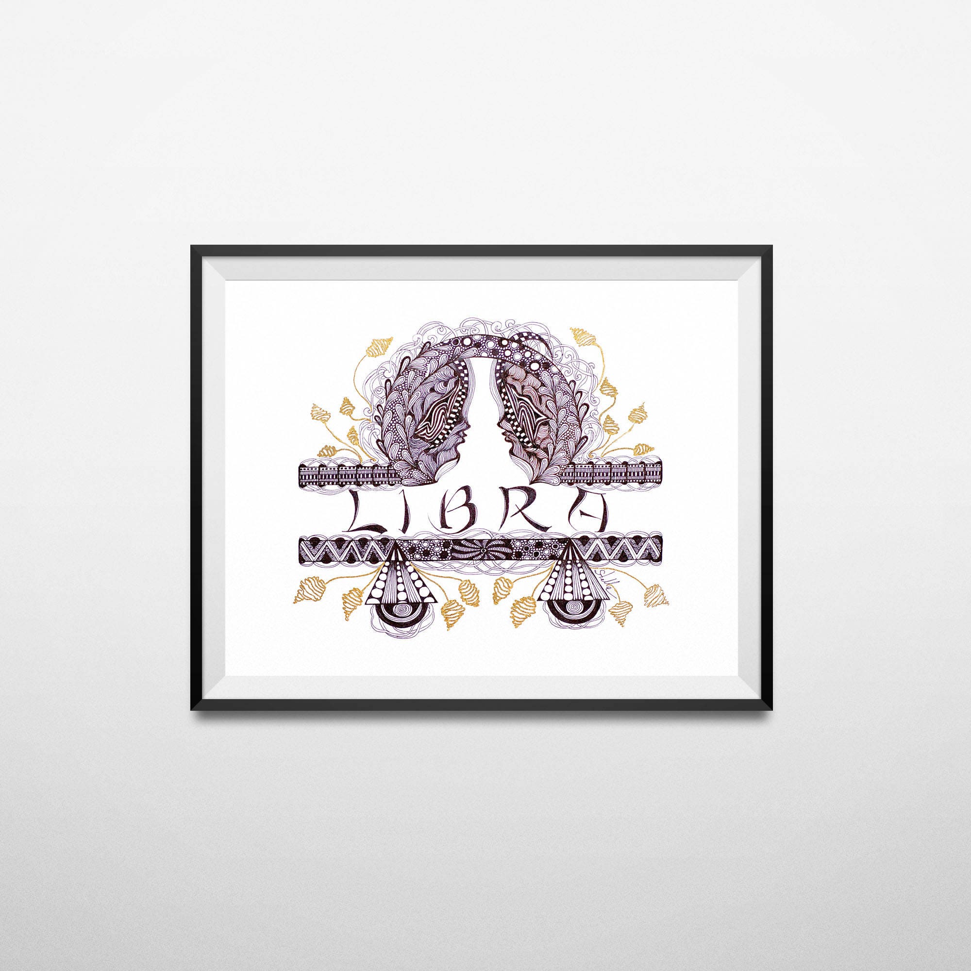 Zodiac Art LIBRA - Print From Original Design and Drawing, Yoga Wall ...