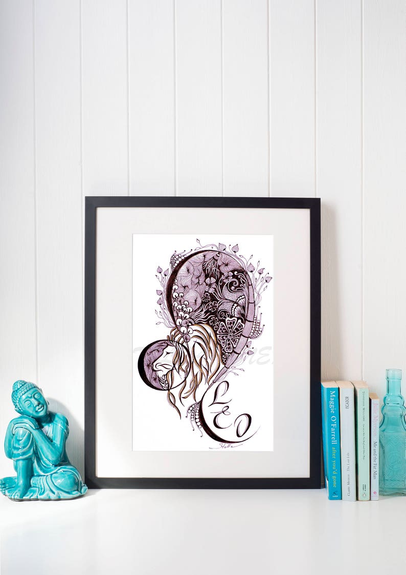 Zodiac Art LEO Print From Original Design and Drawing, Wall Decor, Home ...