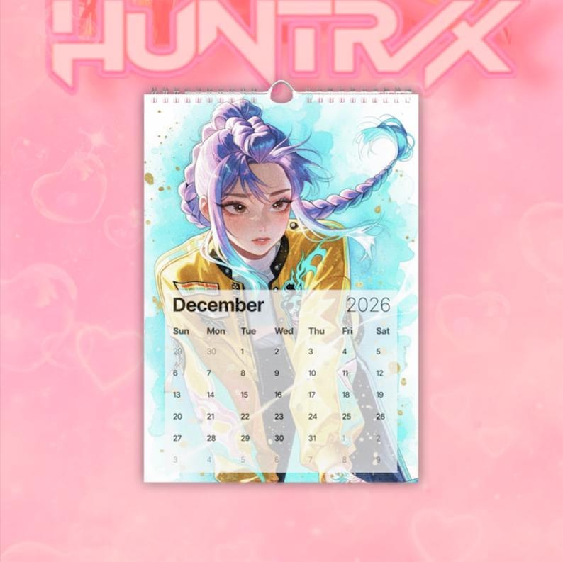Huntrix Calendar 2026, Kpop Demon Hunters Calendar, Huntrix 2026, Mira ...
