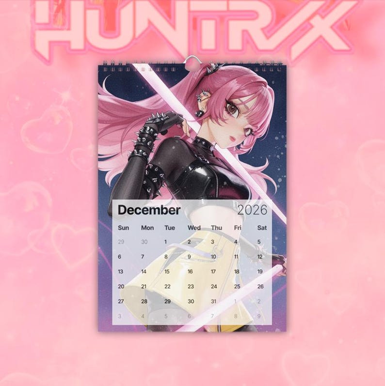 Huntrix Calendar 2026, Kpop Demon Hunters Calendar, Huntrix 2026, Mira ...