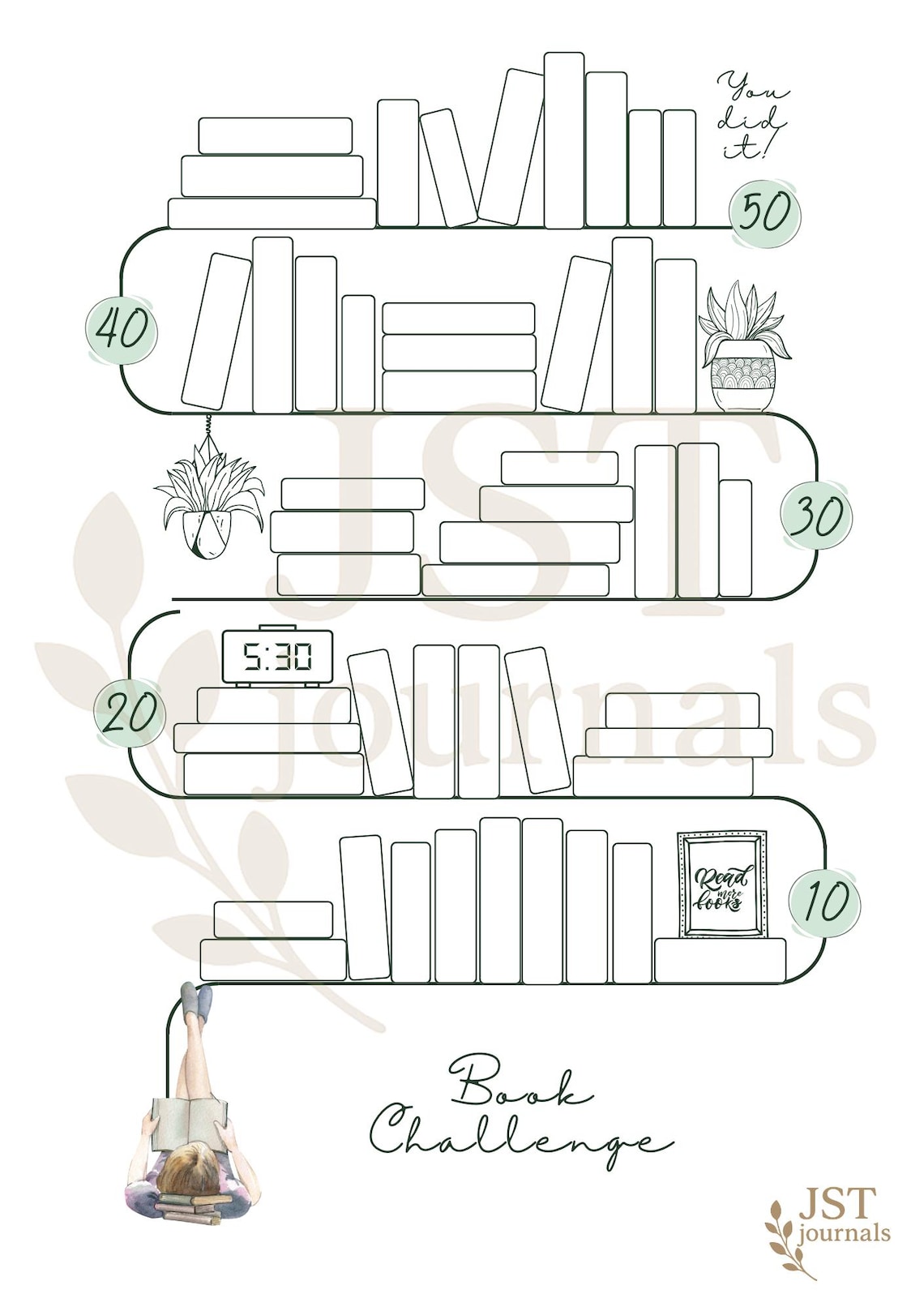 Coloring Bookshelf Reading Tracker: 50 Books Printable (digital ...