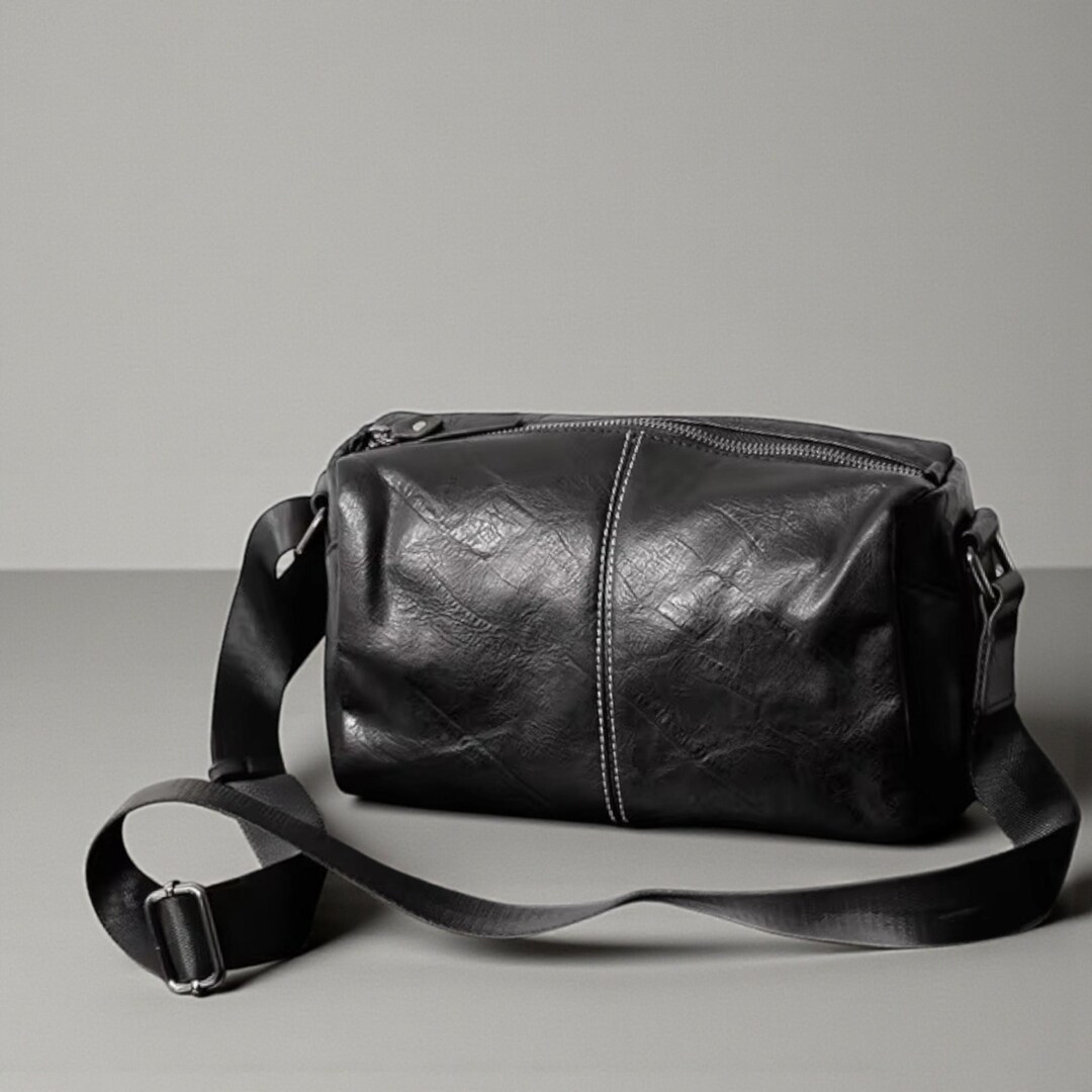 Men Leather Crossbody Bag - Barrel Shape Sling Chest - Shoulder Wear ...