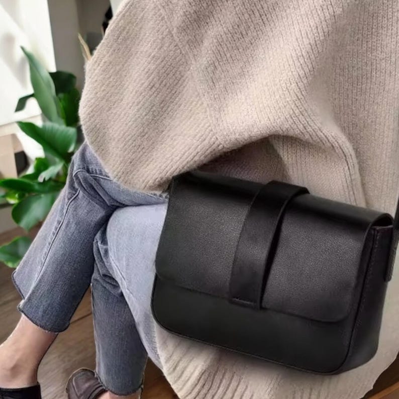 Women Shoulder Bag Solid Color Crossbody Bag Adjustable Strap Daily Use ...