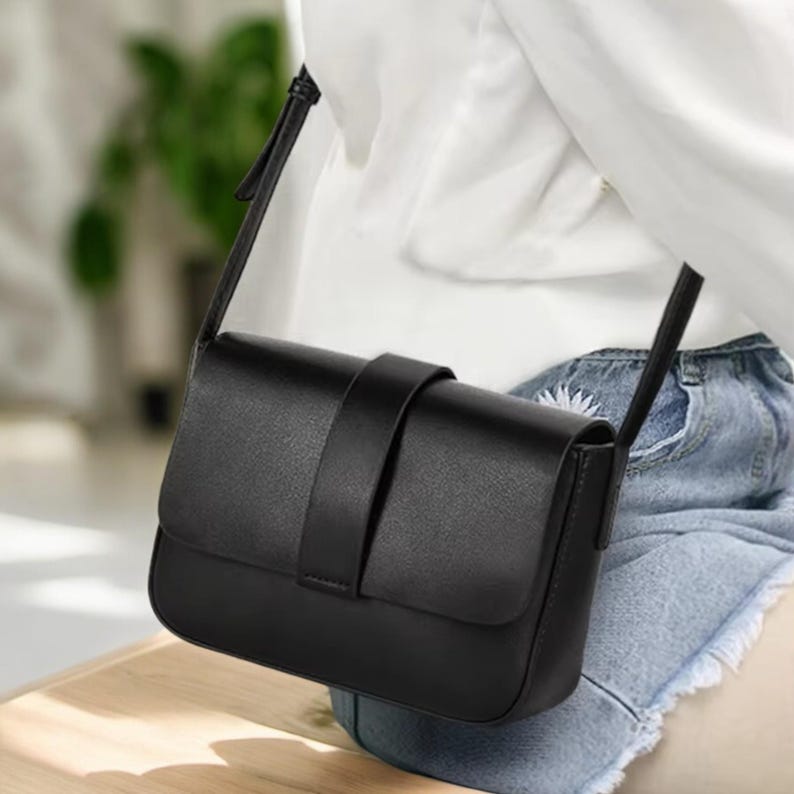 Women Shoulder Bag Solid Color Crossbody Bag Adjustable Strap Daily Use ...