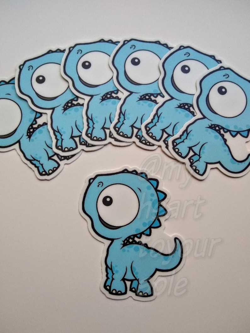 Dinosaur Sticker Sticker Dinosaur Blue Sticker Cartoon - Etsy