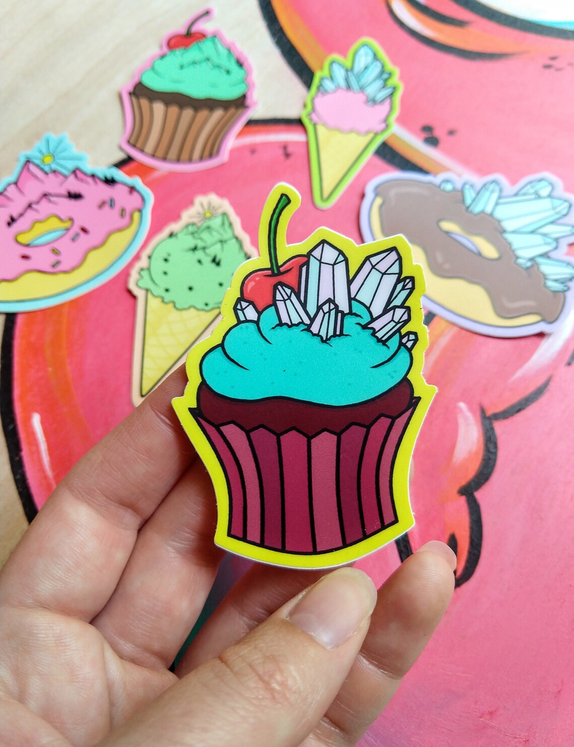 Cupcake Sticker Sticker Cupcake Baker Gifts Crystal | Etsy