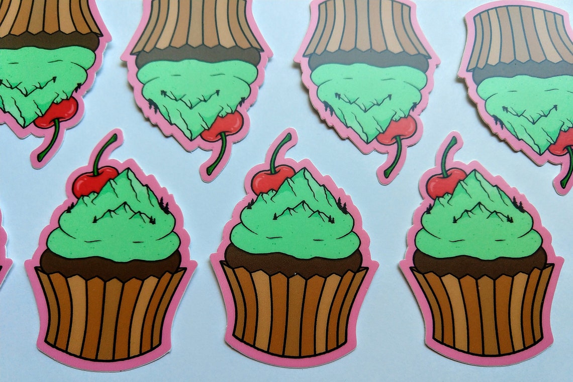 Cupcake Sticker Sticker Cupcake Baker Gifts Mountain - Etsy