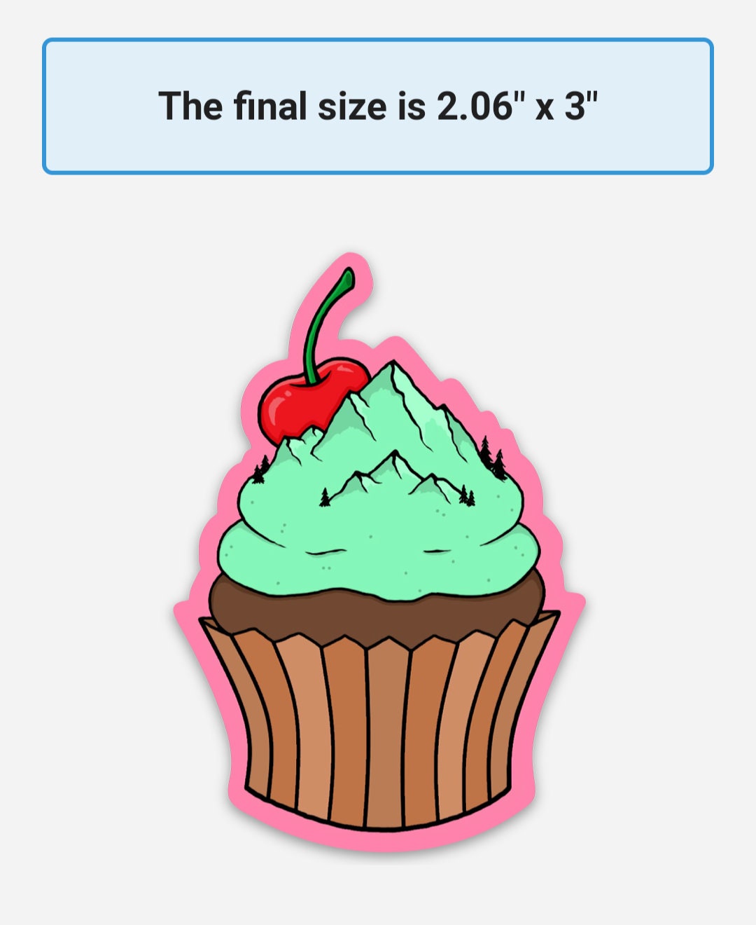 Cupcake Sticker Sticker cupcake baker Gifts mountain | Etsy