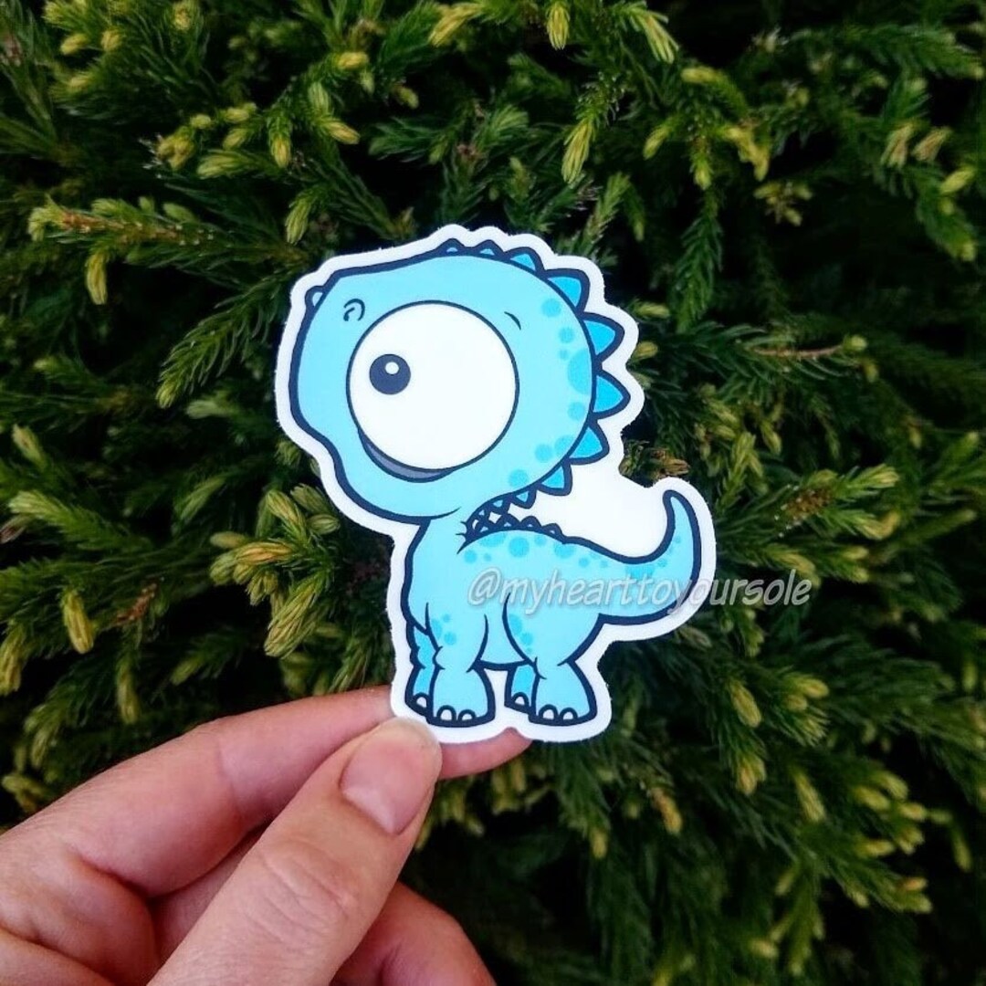 Dinosaur Sticker, Sticker, Dinosaur, Blue Sticker, Cartoon Sticker ...