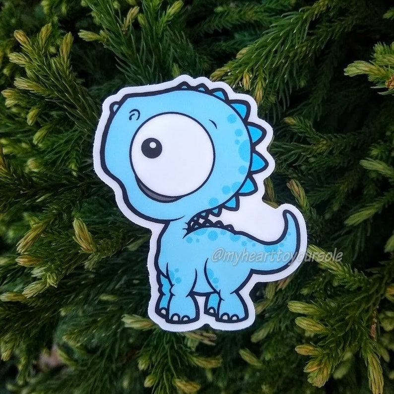 Dinosaur Sticker Sticker Dinosaur Blue Sticker Cartoon - Etsy