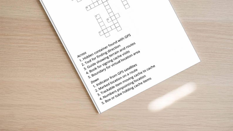 Printable Geocaching Crossword Puzzle Book | Digital Download for ...