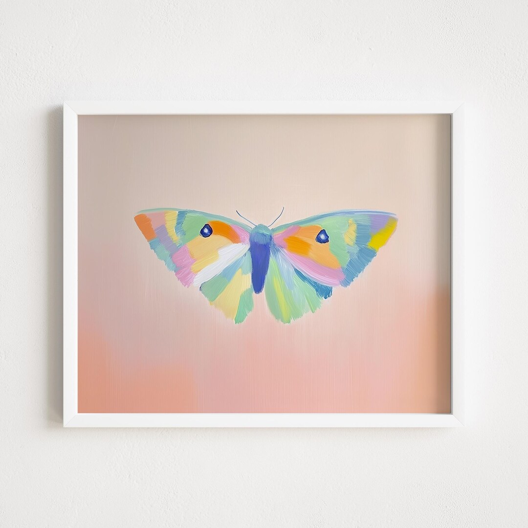Pastel Lunar Moth Print: Digital Download Whimsical Nature Wall Art - Etsy