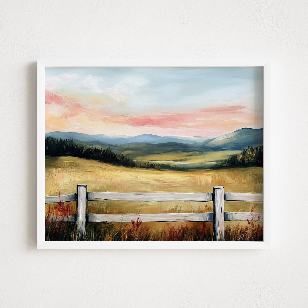 Pastel Country Landscape Print: Digital Download Rustic Farm Wall Art ...