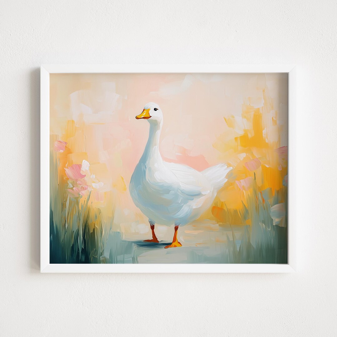 Cottage Goose Print: Digital Download Spring Pastel Farm Wall Art - Etsy