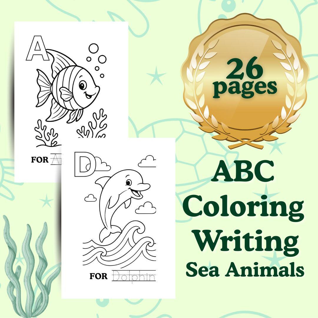 ABC Sea Creatures Coloring and Tracing Book for Kids - Etsy