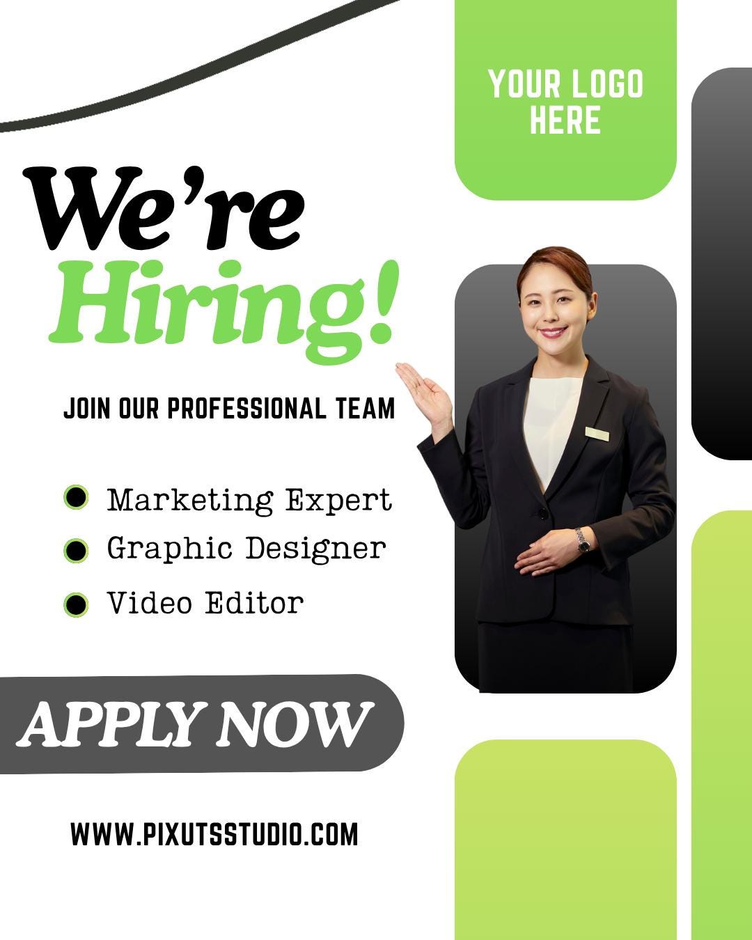 Editable Hiring Post Template: Canva Job Vacancy Flyer (digital ...