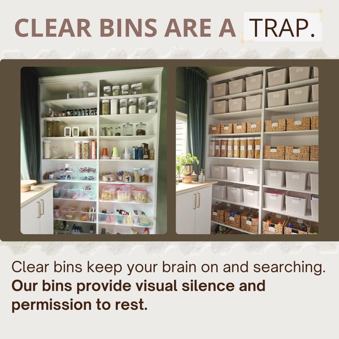 Beige Pantry Bins With Labels, Kitchen Organization, 6-pack - Etsy