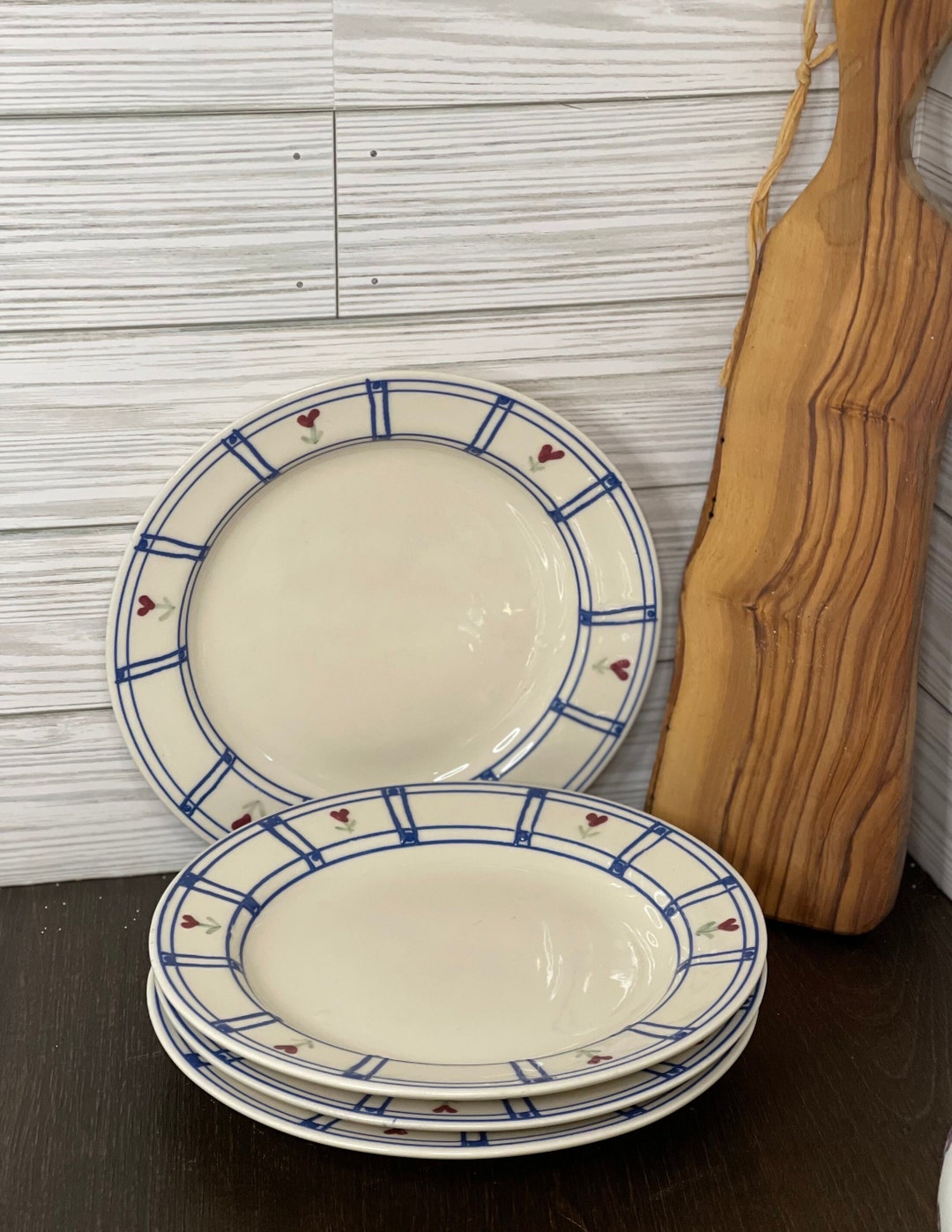 Hartstone Heart Flower Plates, Blue Paid Plates,dessert Plates - Etsy