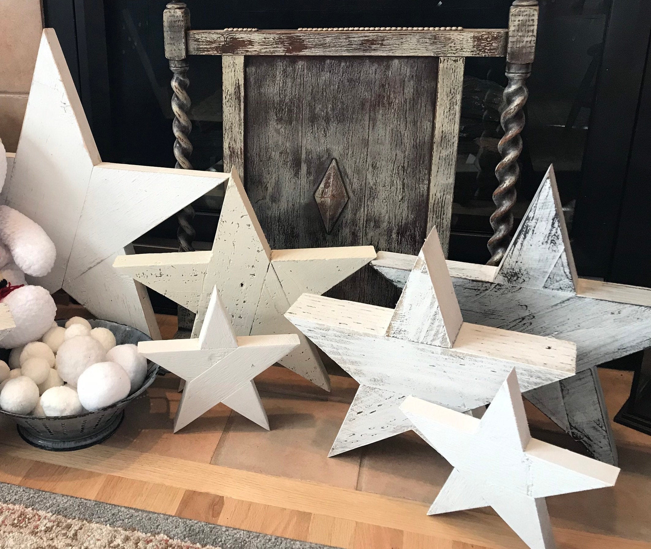 Large Wooden Star Upcycled Wooden Stars Large Chunky Stars - Etsy