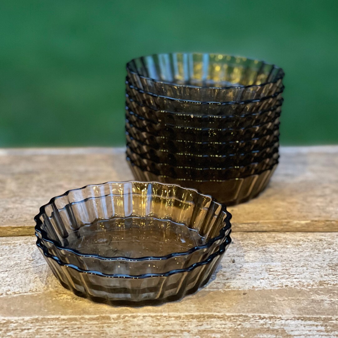 Arcopal France Smoked Glass Set of 5 Mini Tart / Flan Dishes - Etsy