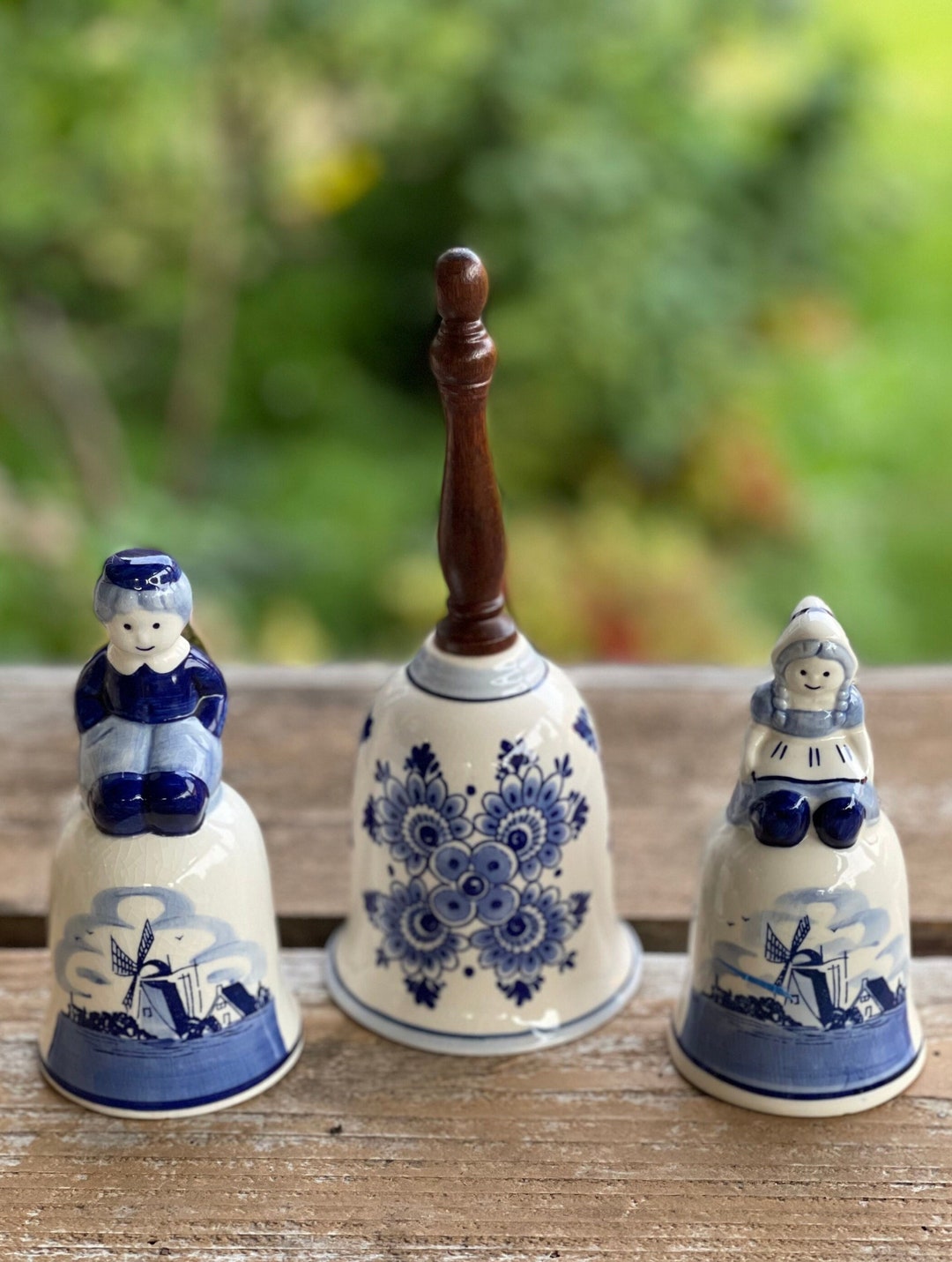 3 Delft Blue Bells, Set, Boy and Girl Bell Sitters Set - Etsy