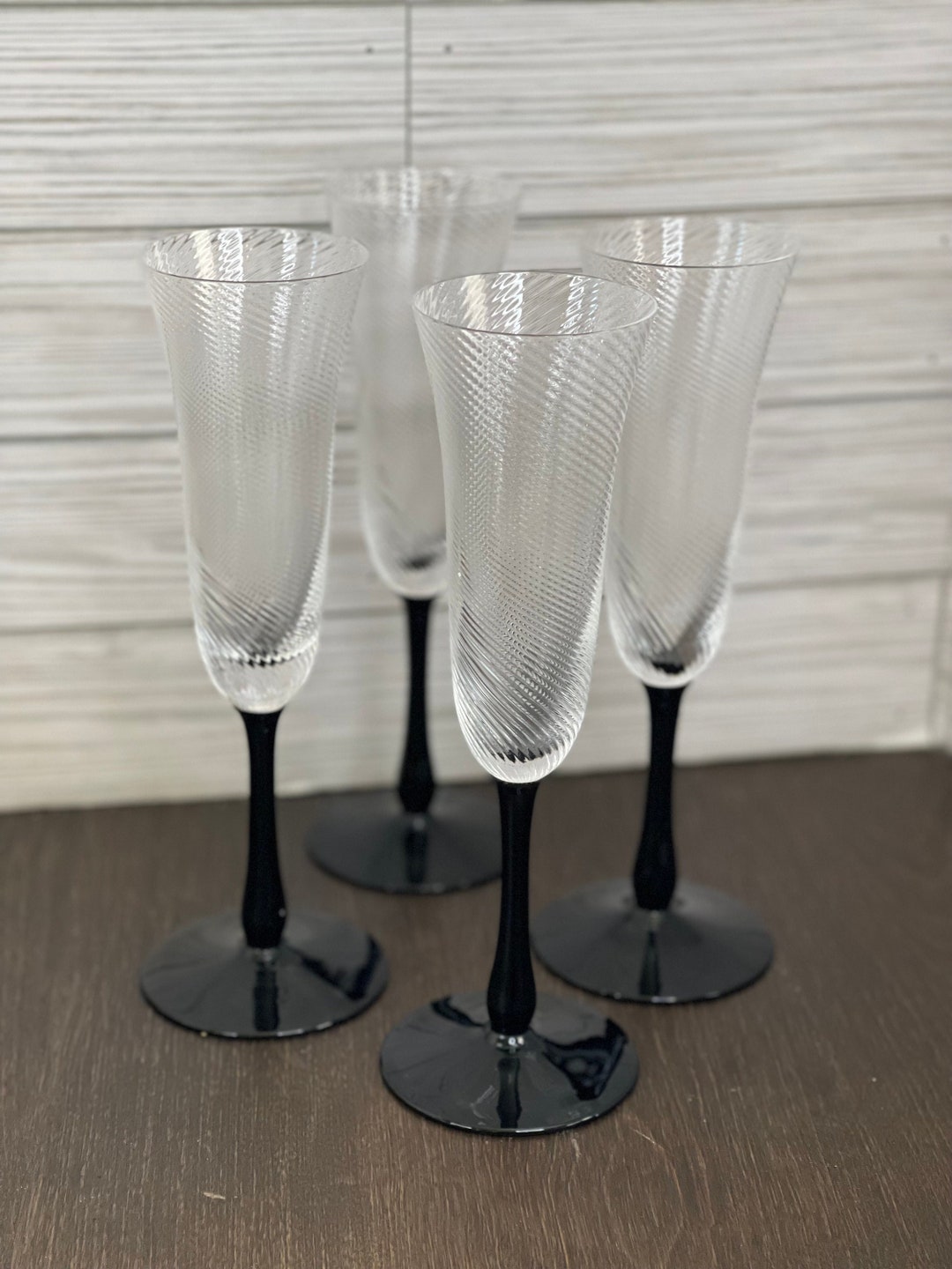 Royale by Sasaki Fluted Champagne, Black Stemware, Champagne Glasses ...